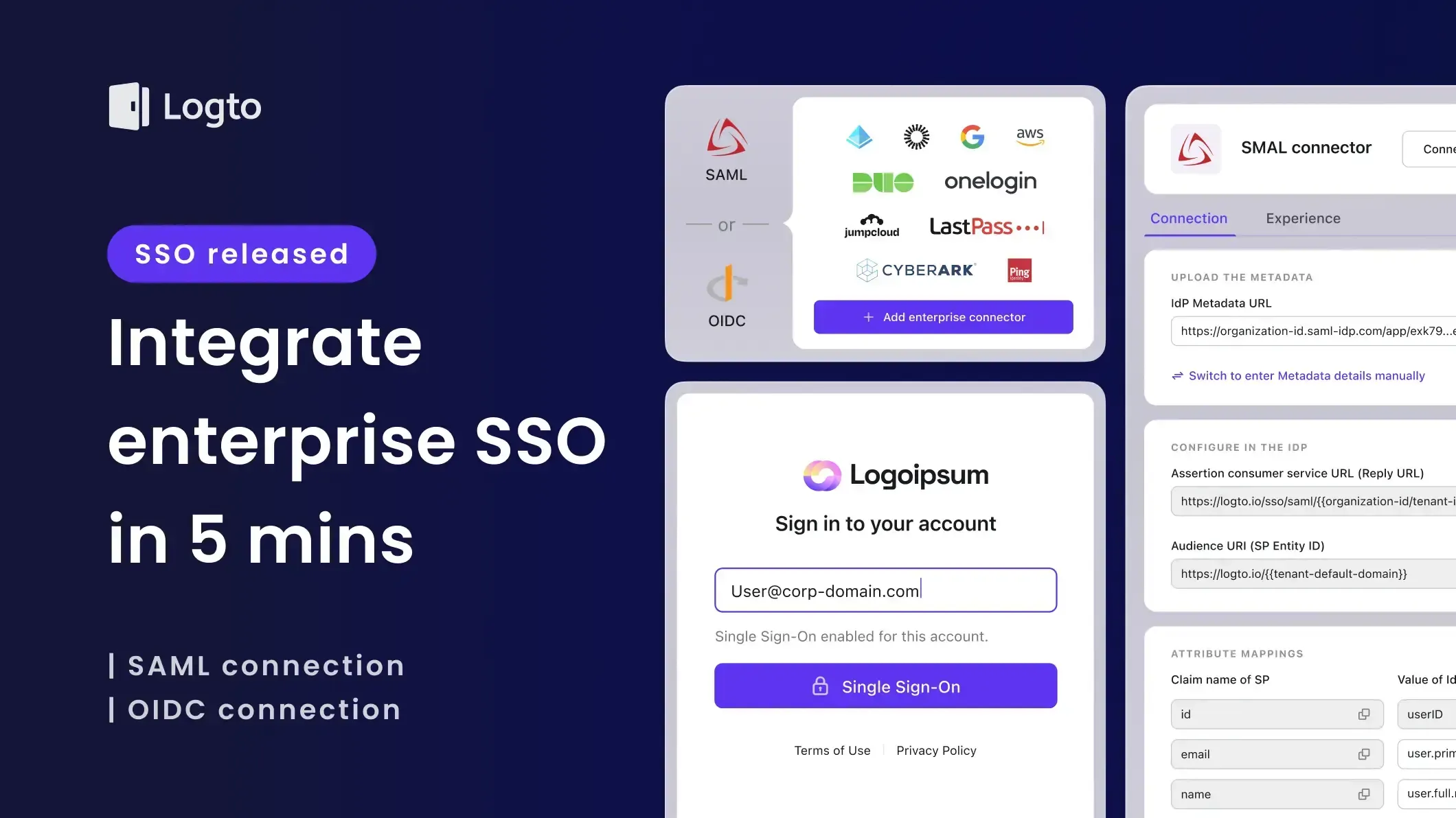 Integrate enterprise SSO in 5 mins: supporting SAML and OIDC · Logto blog